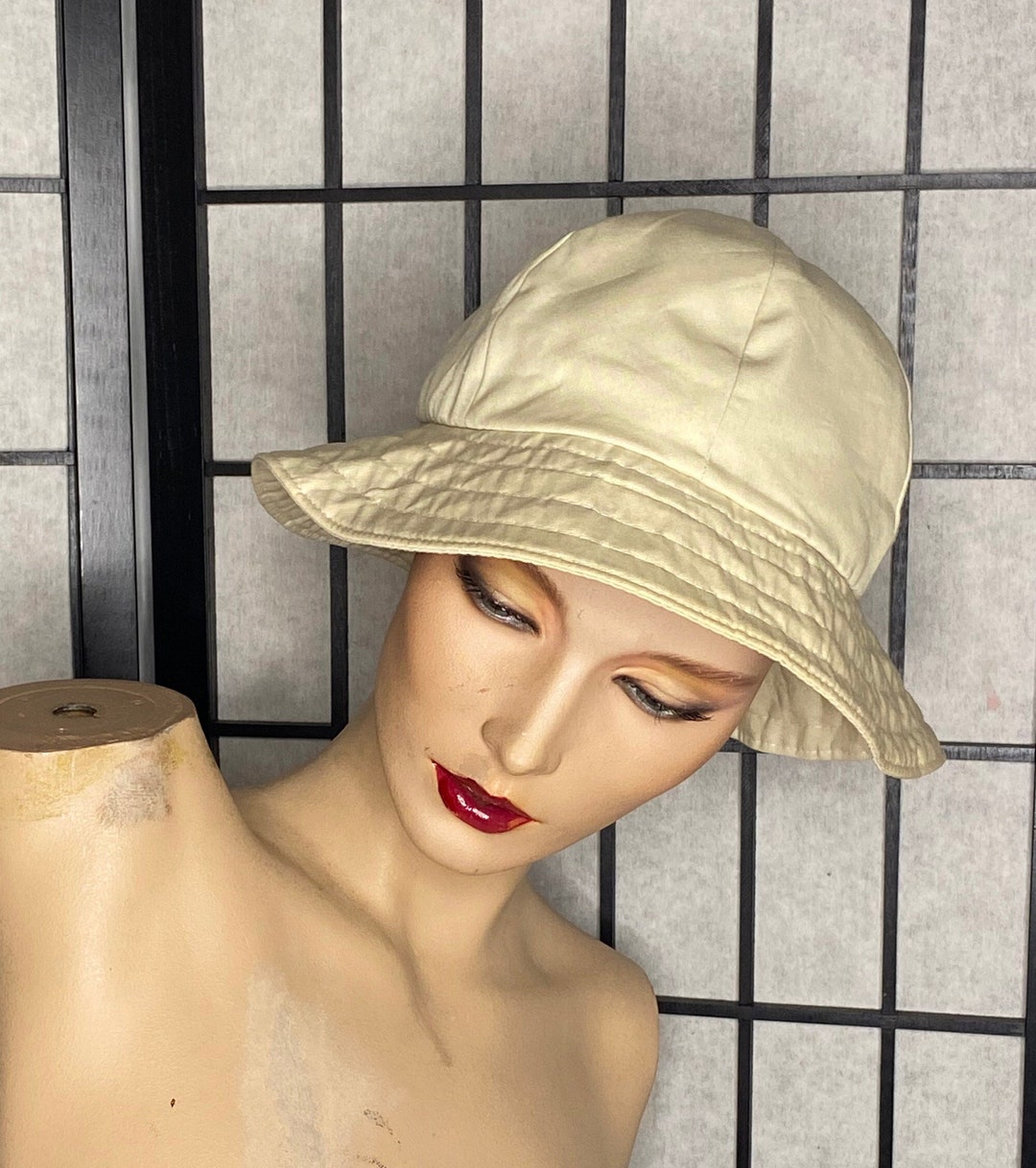 Vintage Bucket Hat, Fishing Hat, Khaki Bucket Hat, 70's Khaki Bucket ...