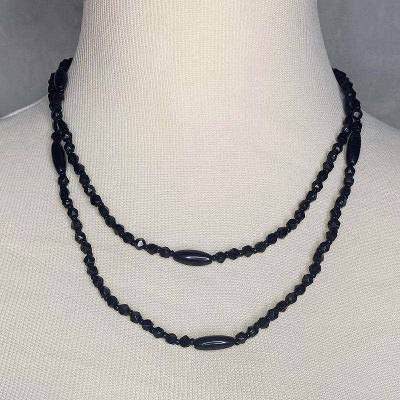 Jet Bead Necklace - Etsy