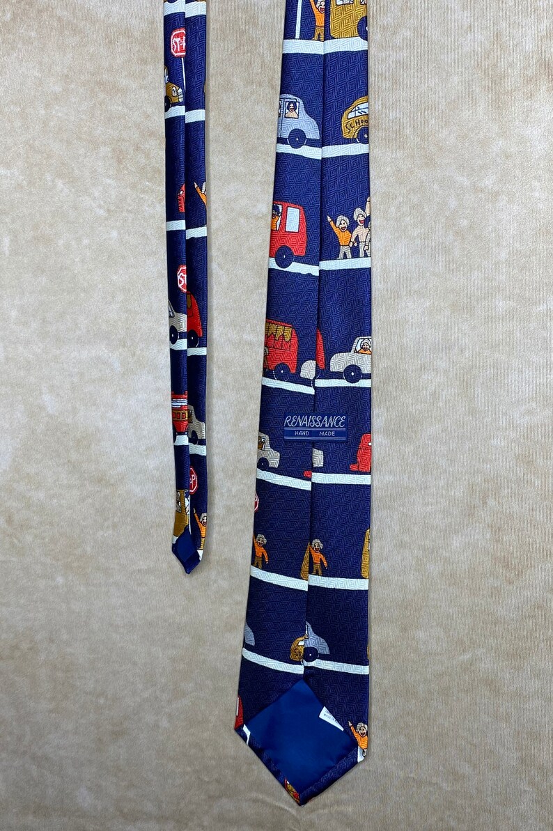 80's School Bus Print Tie, Renaissance Hand Made - Etsy