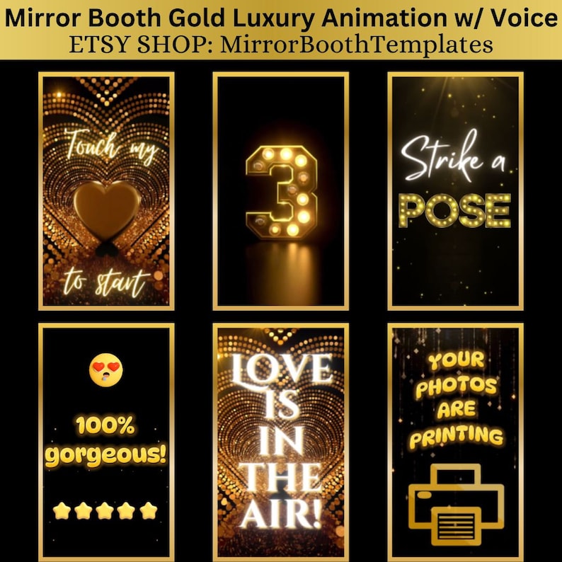 Mirror Photobooth Animation With Voiceover - Gold Luxury and Fun ...