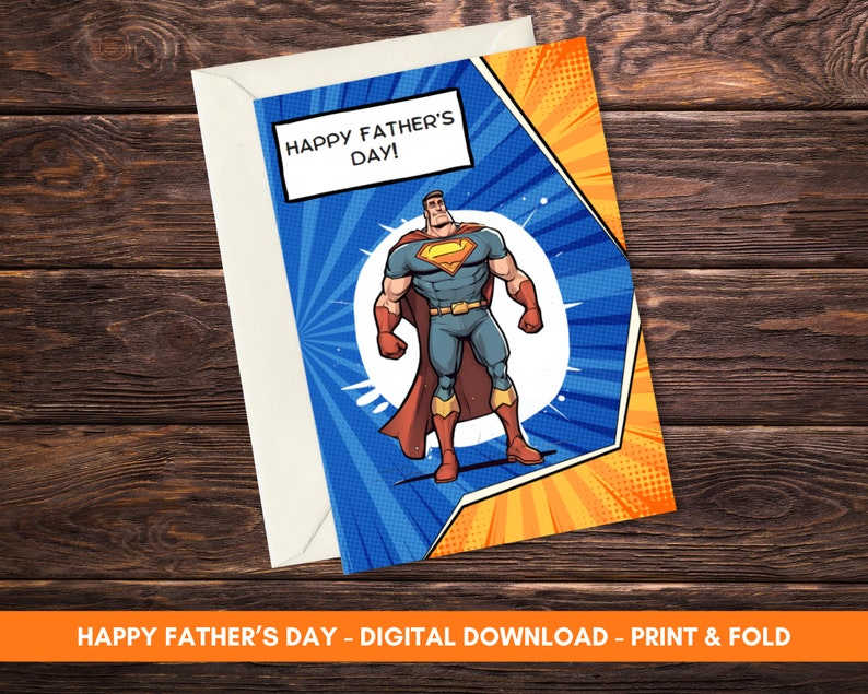 Happy Father's Day Card, Digital Download, Printable, Foldable, Father ...