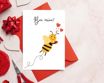 Bee Mine Printable PDF Valentine's Day Card - Etsy