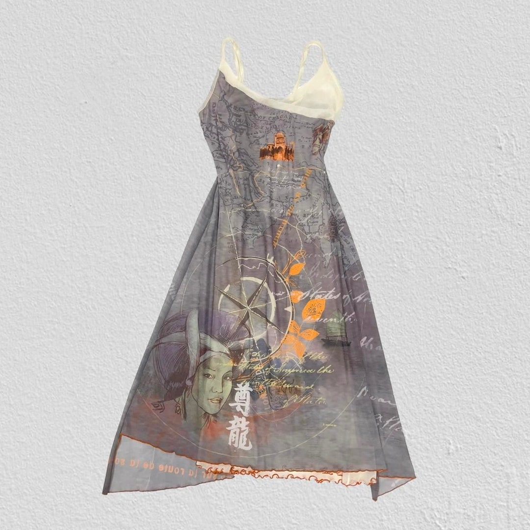 Vintage Dress Graphic Print 90s Archive Dress 2026 Grunge Dress - Etsy