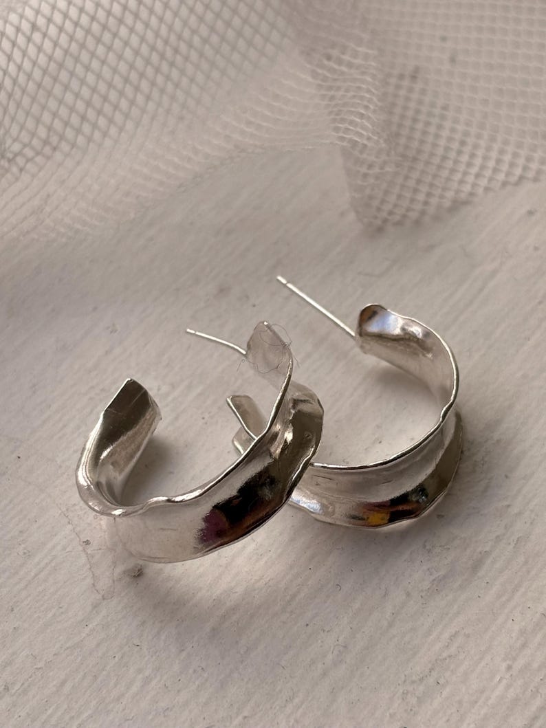 Inside Out Hoop Earrings, Handmade, Made to Order , Sterling Silver - Etsy