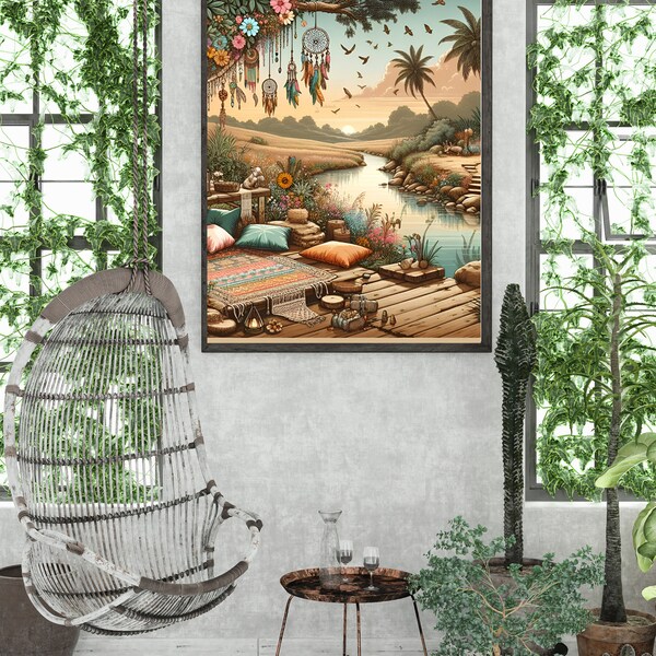 Nature Paradise Digital Vector Art Set 3x Boho Style Digital Poster ...