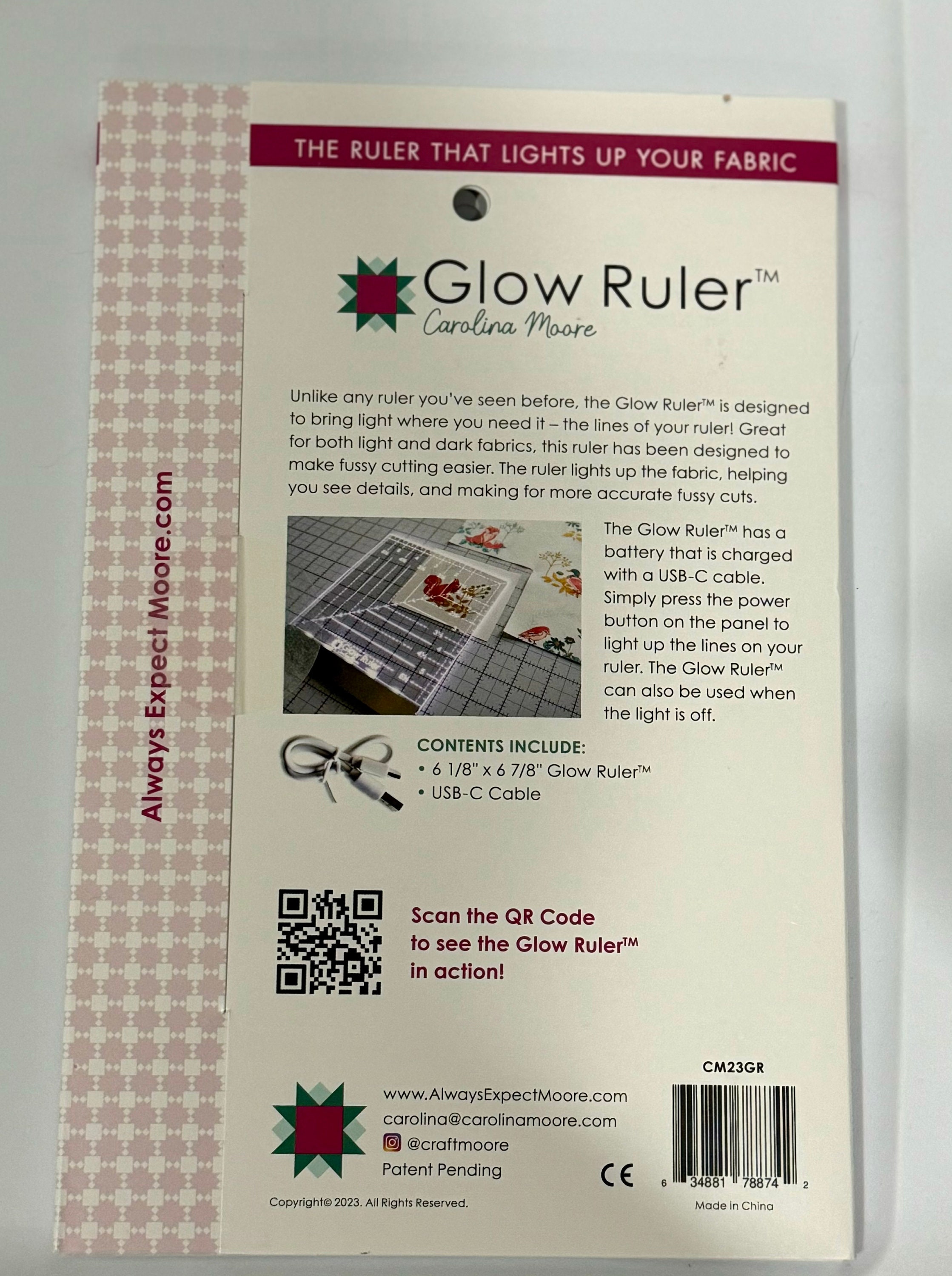 Carolina Moore Glow Ruler-great for Fussy Cuts and Vision Challenges ...