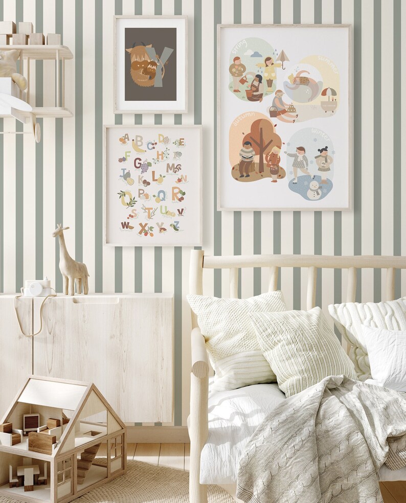 4 Seasons Illustrated Poster A3 A2 Print Children’s Educational Wall ...
