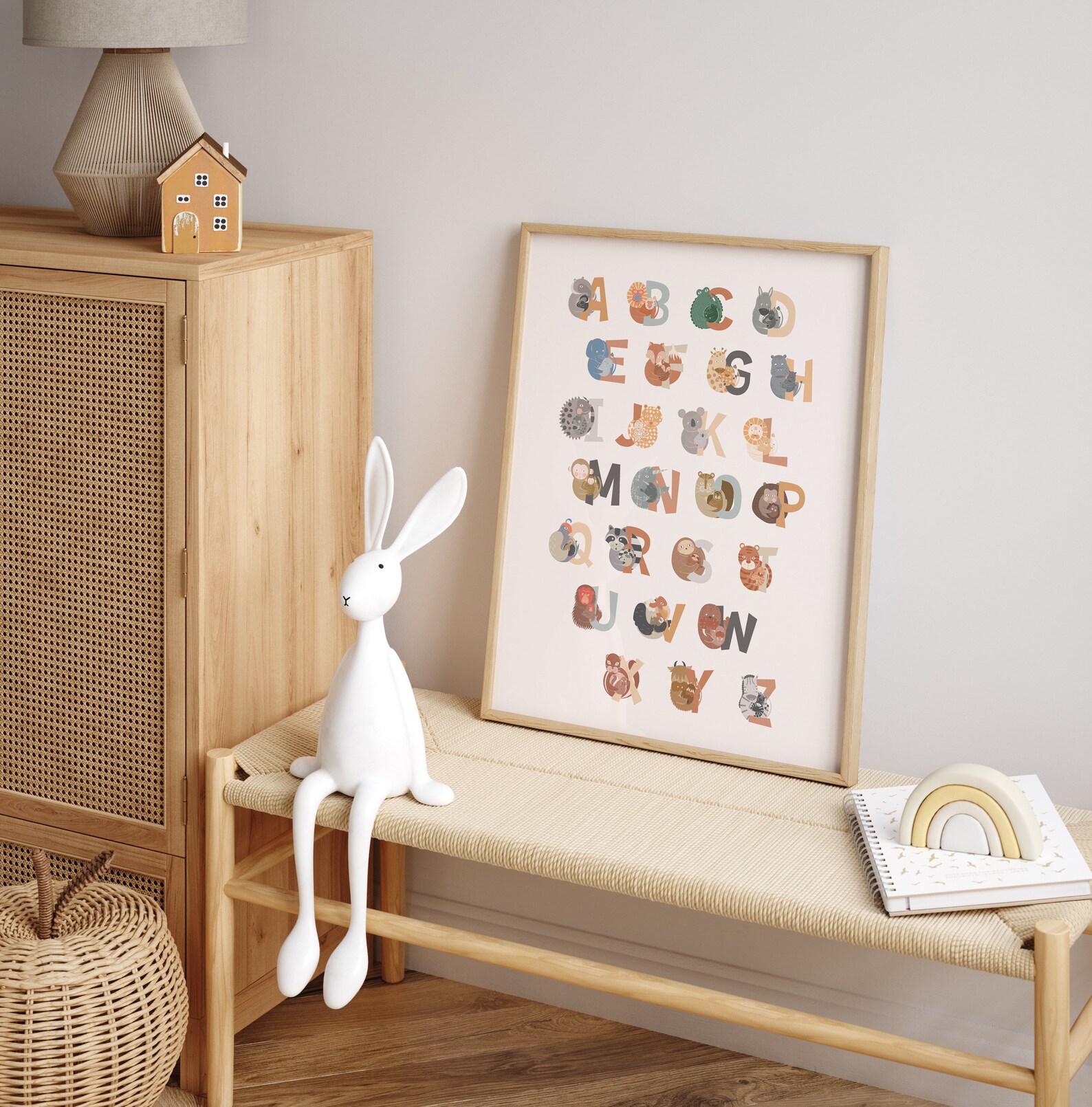 Animal Mama & Baby Alphabet Poster A3 A2 Children's Educational Print ...
