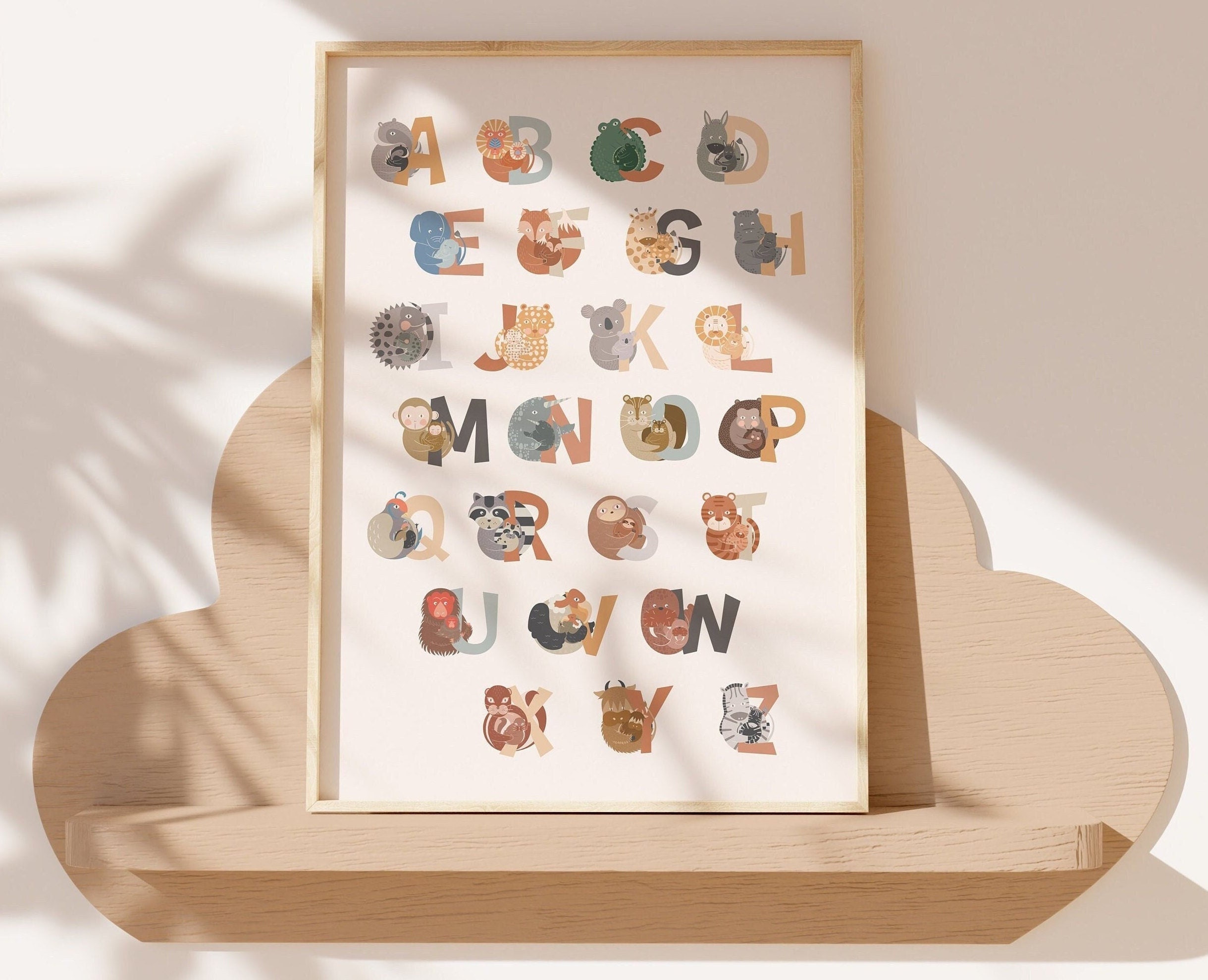 Animal Mama & Baby Alphabet Poster A3 A2 Children's Educational Prints ...