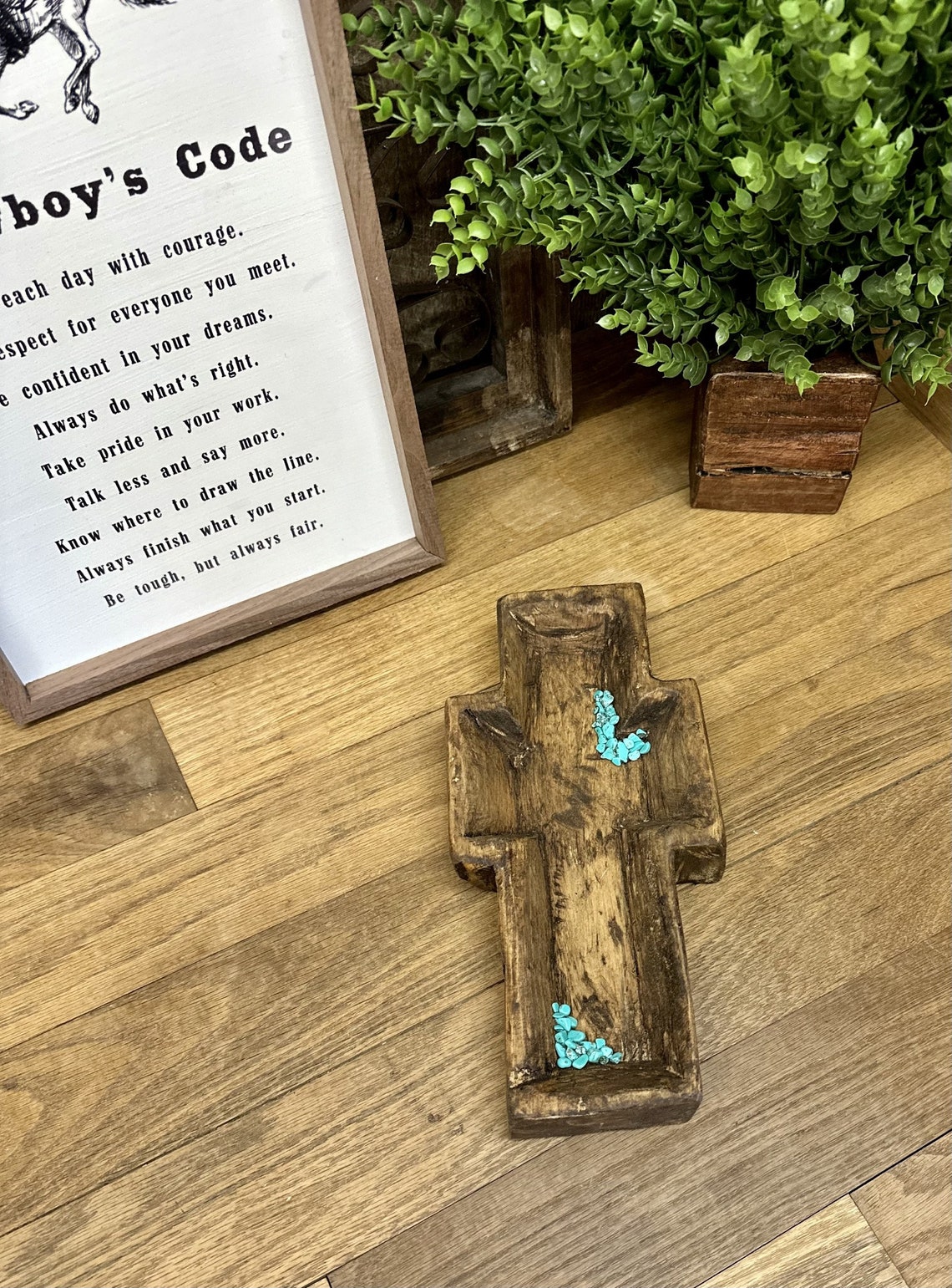 Cross Dough Bowl, Cross Wall Decor, Turquoise Wall Decor, Religious ...