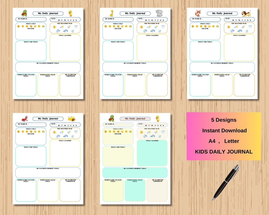 Kids Daily Journal Printable I Journal for Kids I Diary for Children I ...