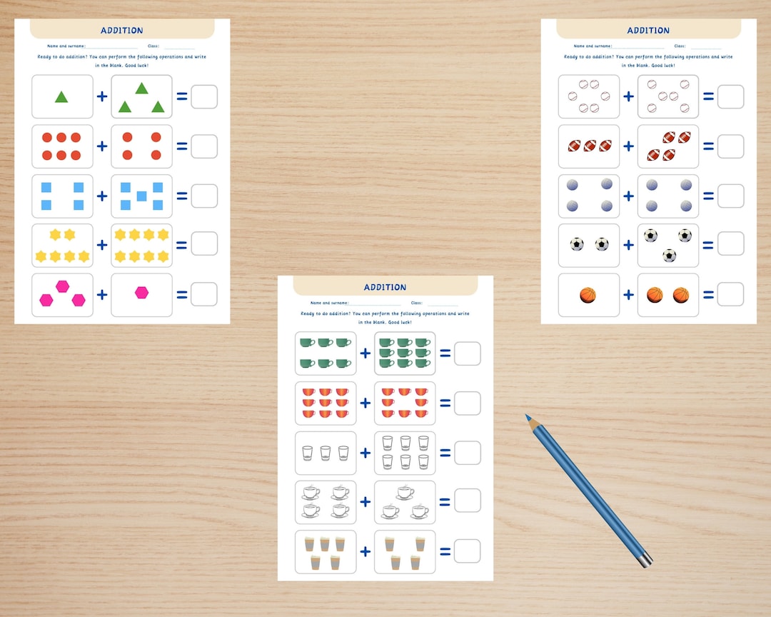 15 Pages Instant Download,kindergarten Math Printable Bundle, Adding ...