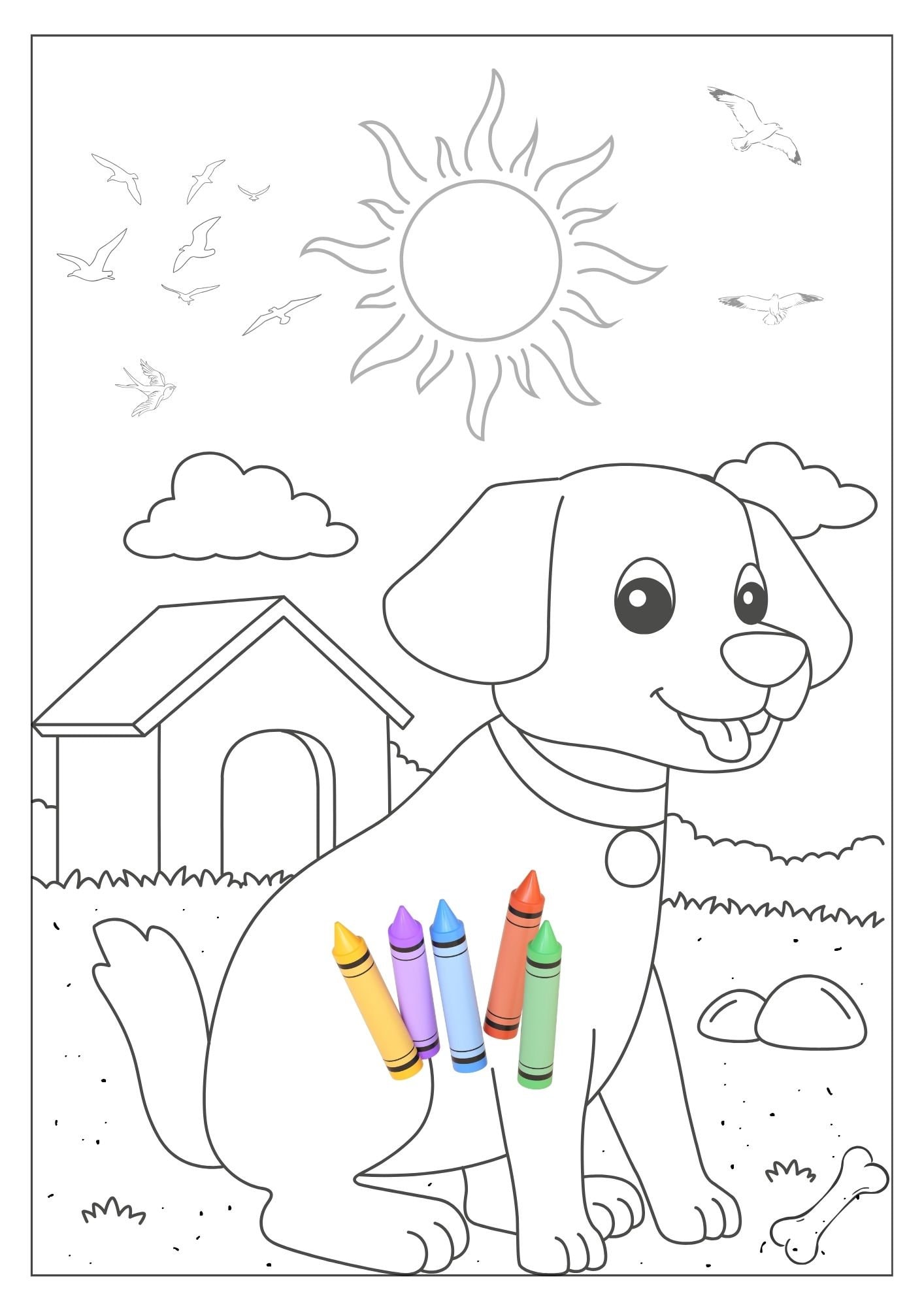 PDF 22 Printable Dog Coloring Pages for Kids and Adults,dog Coloring ...