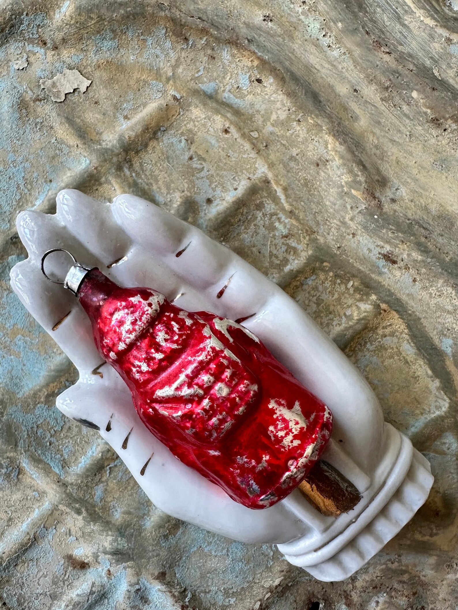 Vintage Red Mercury Glass Santa Ornament - Etsy