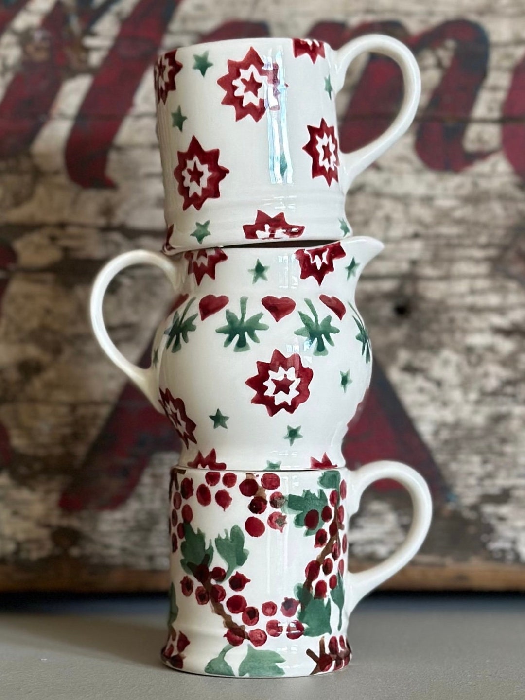 Emma Bridgewater Joy Star & Hawthorn Berries Tiny Mug and Jug Christmas ...