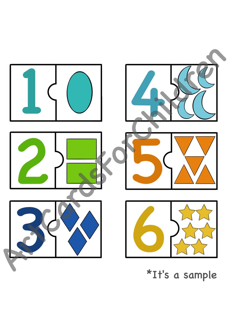Montessori Cards, Puzzles Game, Learning Game, PDF File, Numbers Cards ...