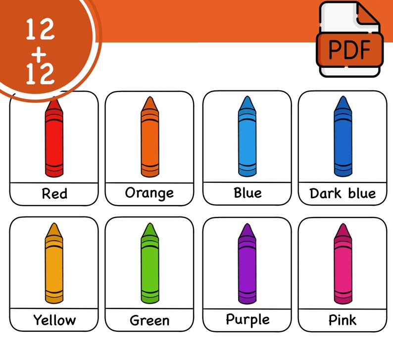 Montessori Cards, Flash Cards, Learning Cards, PDF File, Colour Cards ...