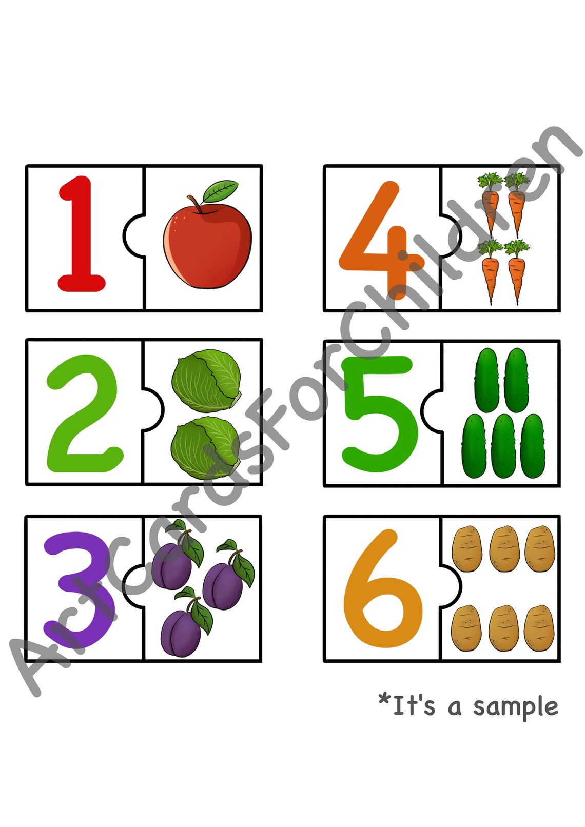 Montessori Cards, Puzzles Game, Learning Game, PDF File, Numbers Cards ...
