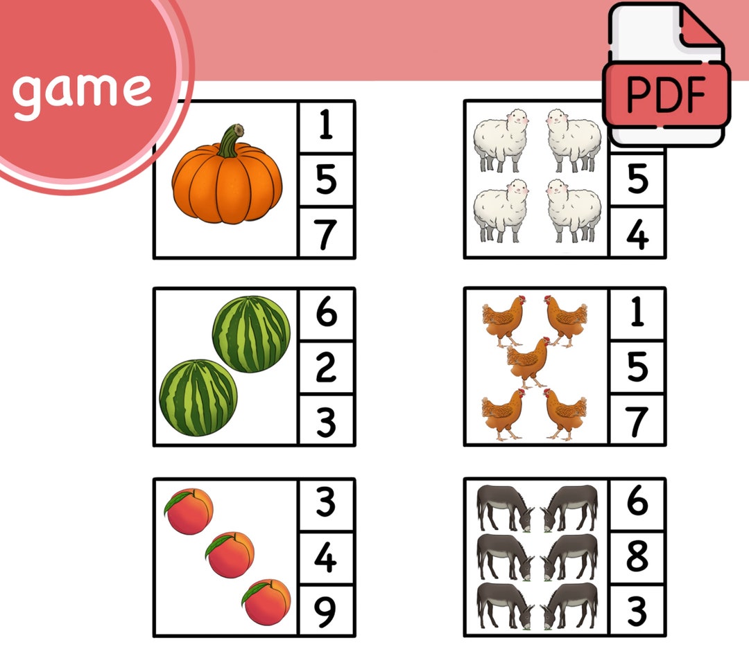 Montessori Numbers Game, Hand-drawn Counting Cards (PDF File) - Etsy