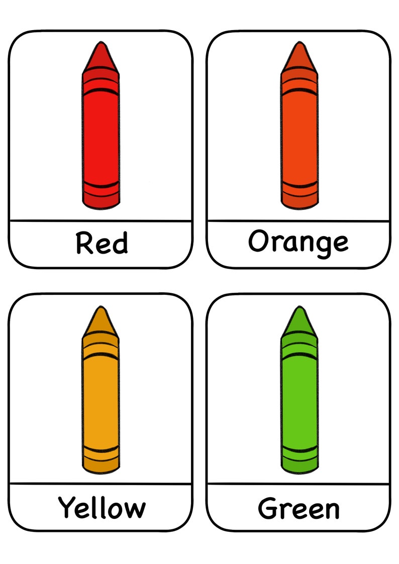 Montessori Cards, Flash Cards, Learning Cards, PDF File, Colour Cards ...