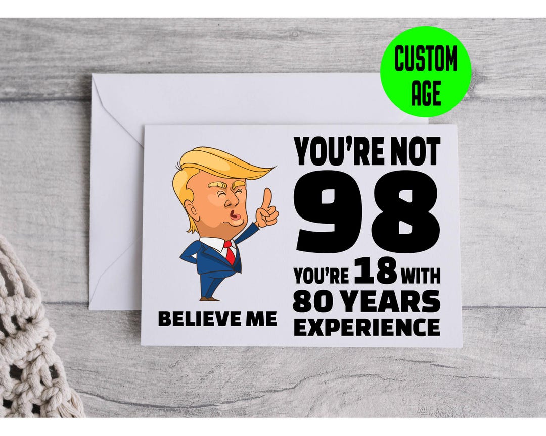 Funny 98th Birthday Card - 98th Birthday Card - Funny 98th Birthday ...