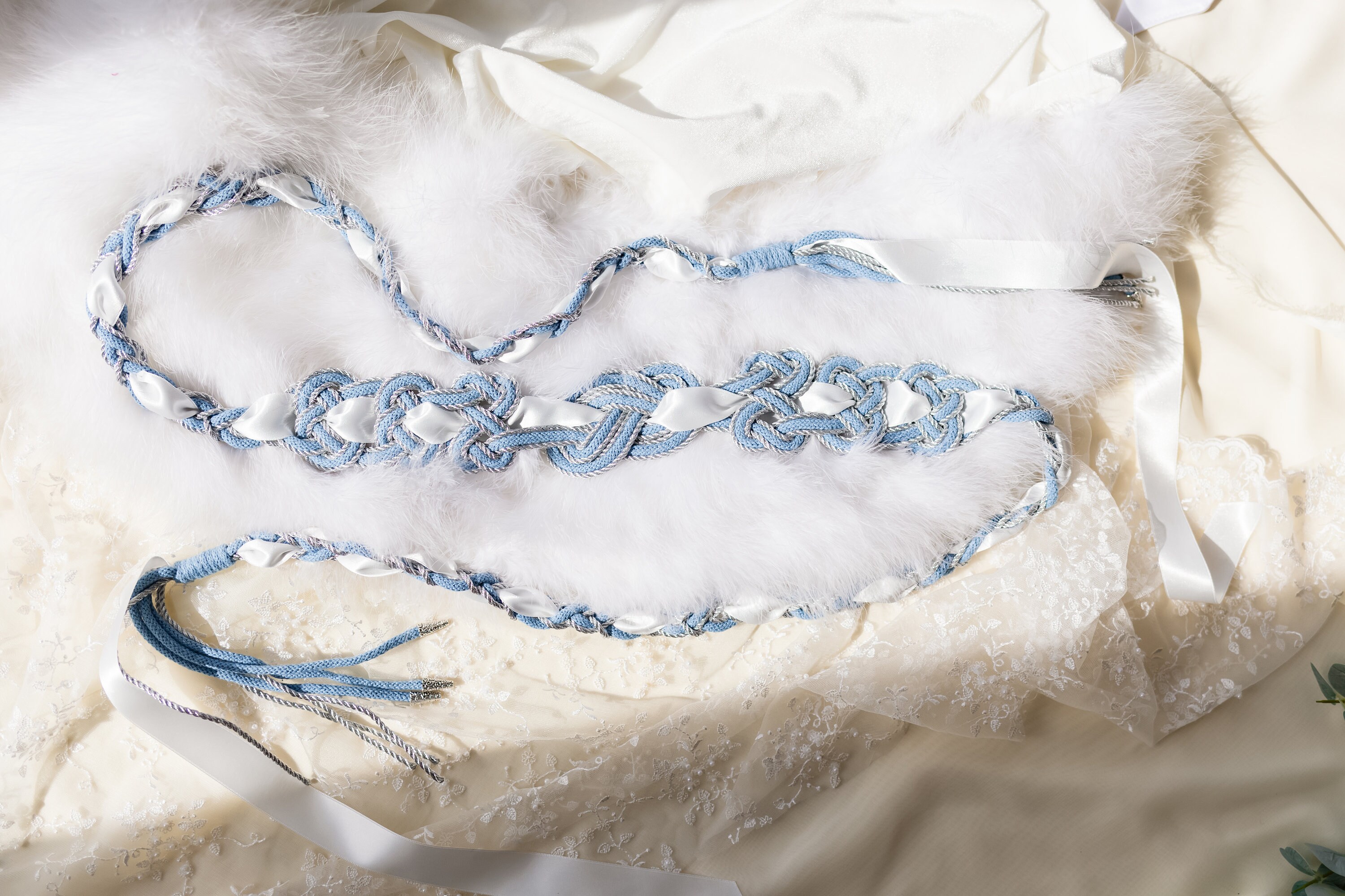 12 Strand Braid - Perfect Blue and Natural — Anamchara Handfasting Cords