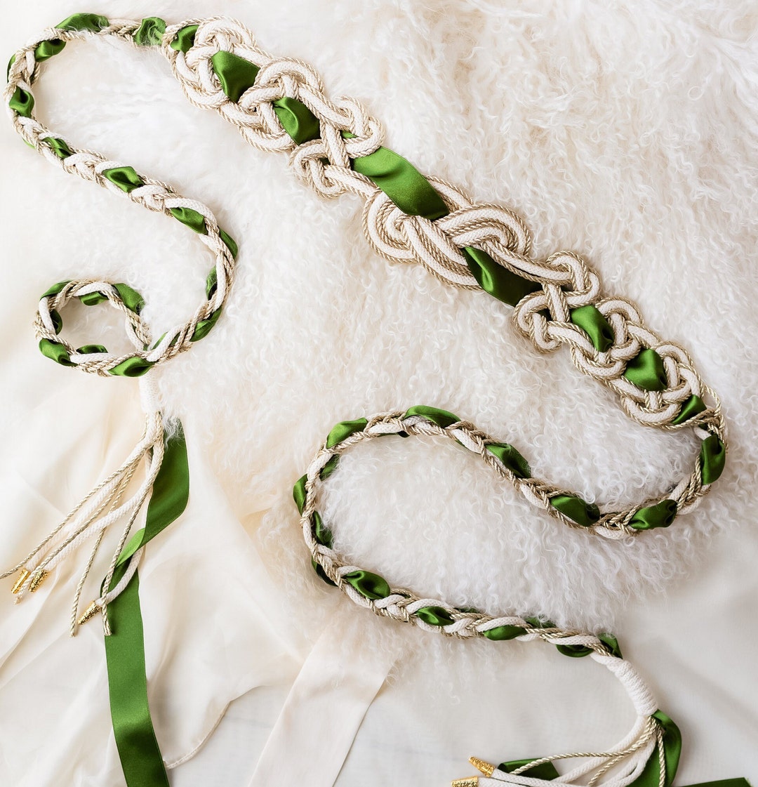 Celtic Handfasting Cord: Infinity Knot With Green Silk Ribbon - Etsy