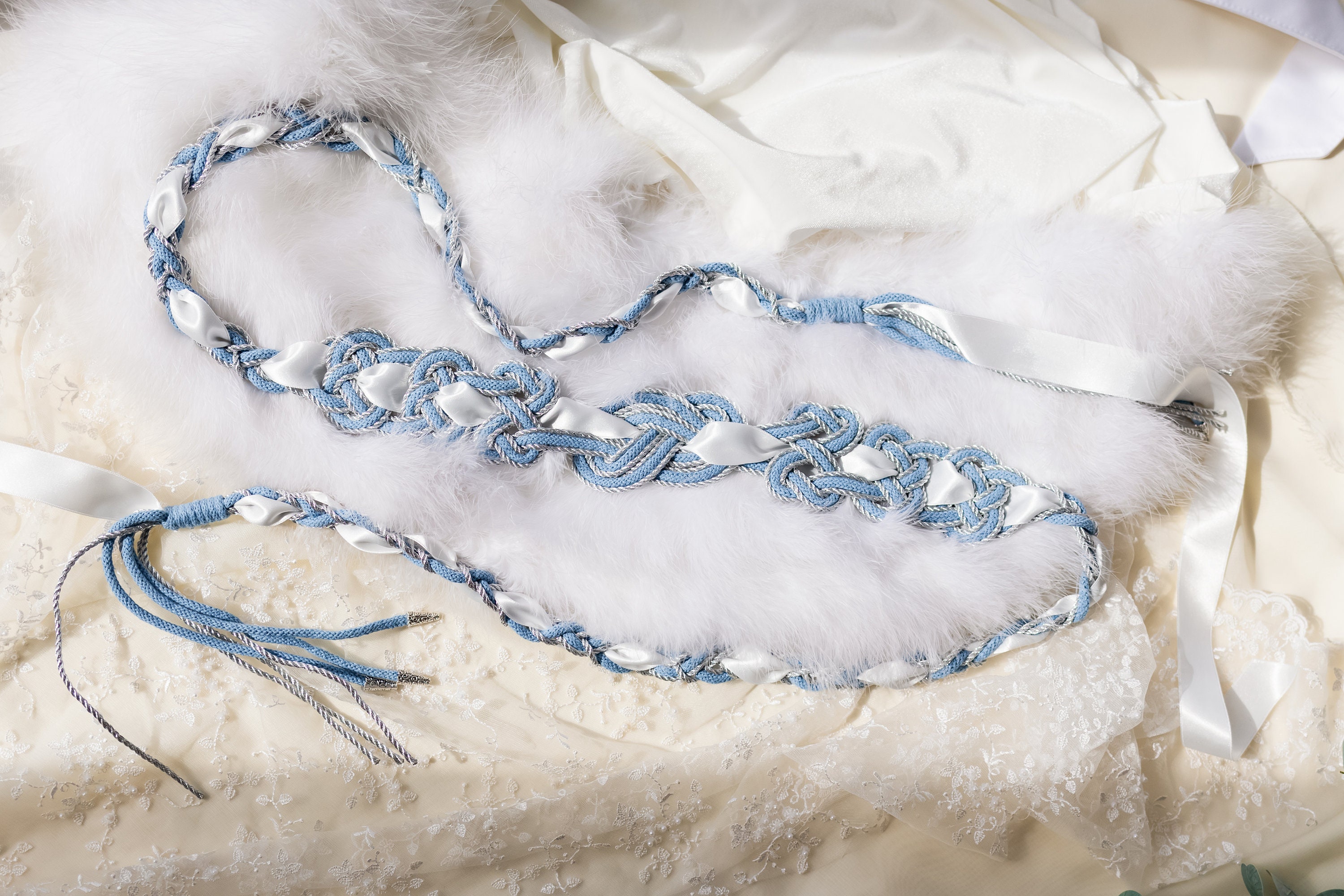 12 Strand Braid - Perfect Blue and Natural — Anamchara Handfasting Cords