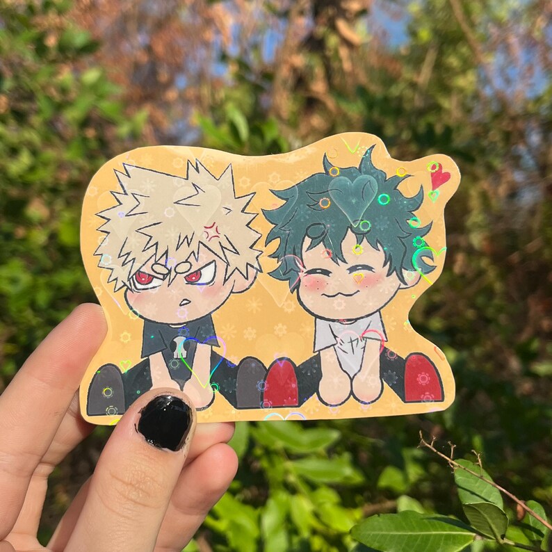 Baku Deku Holographic Stickers Bakugo and Izuku Heart Holo Stickers - Etsy