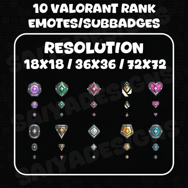 10 Valorant Rank Subbadges 18x18/36x36/72x72 - Etsy