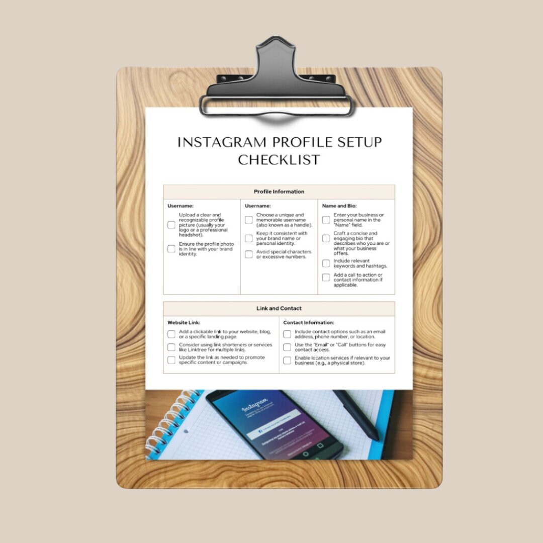 Instagram Profile Setup Checklist Social Media - Etsy