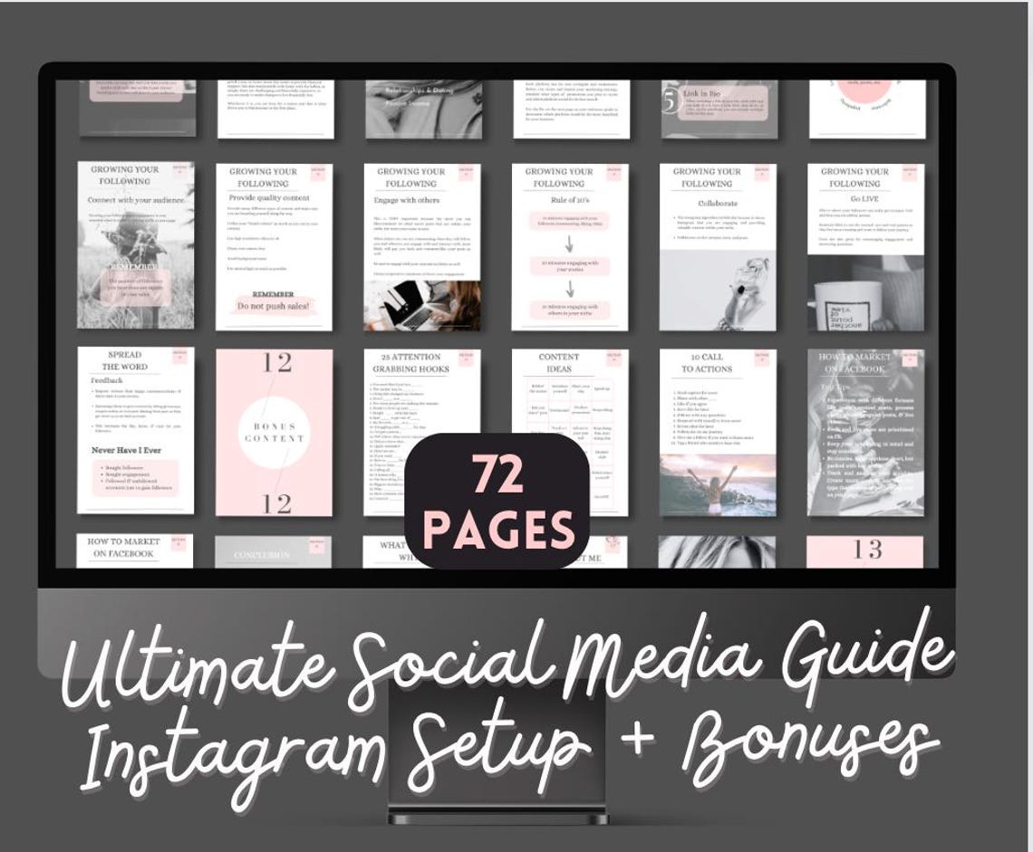 Ultimate Social Media Guide Instagram Setup Bonuses 72 Pages - Etsy