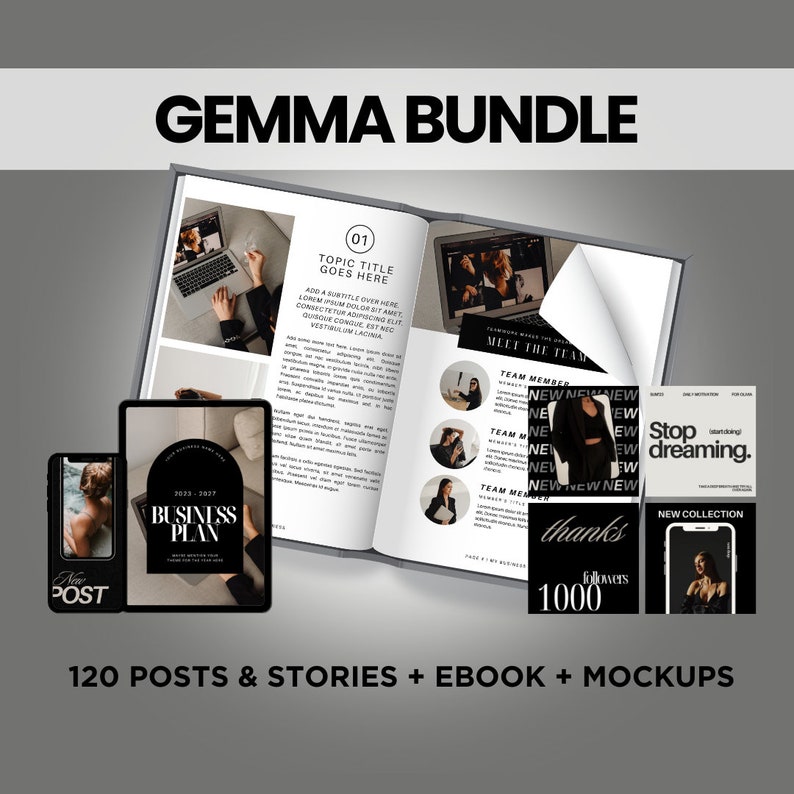 Gemma Bundle 120 Posts and Stories Ebook Mockups - Etsy