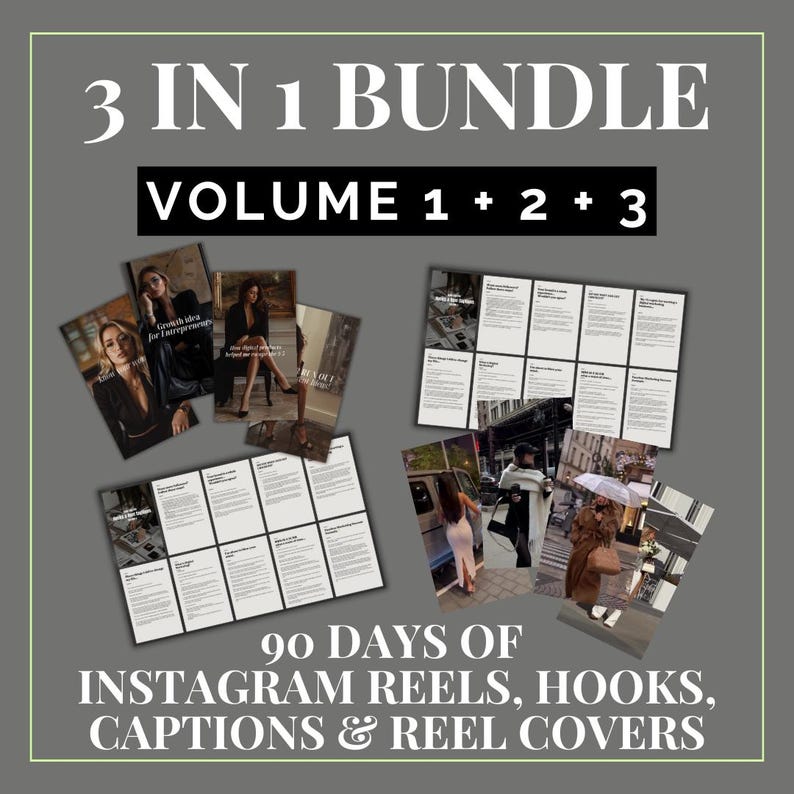 BUNDLE | Vol 1 + 2 + 3 Instagram Reels, Hooks, Captions and Reel Covers ...