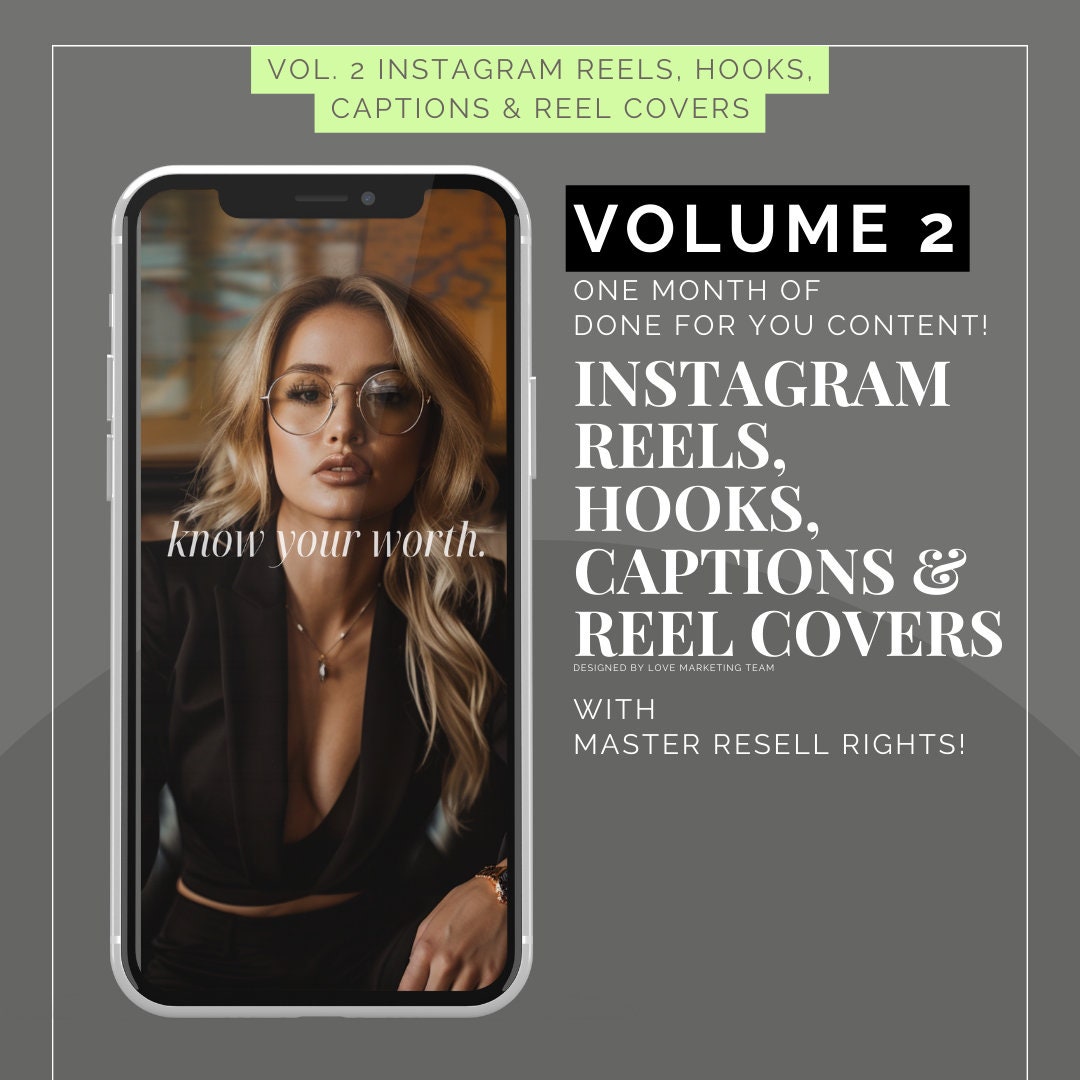 Vol 2. Instagram Reels, Hooks, Captions and Reel Covers - Etsy