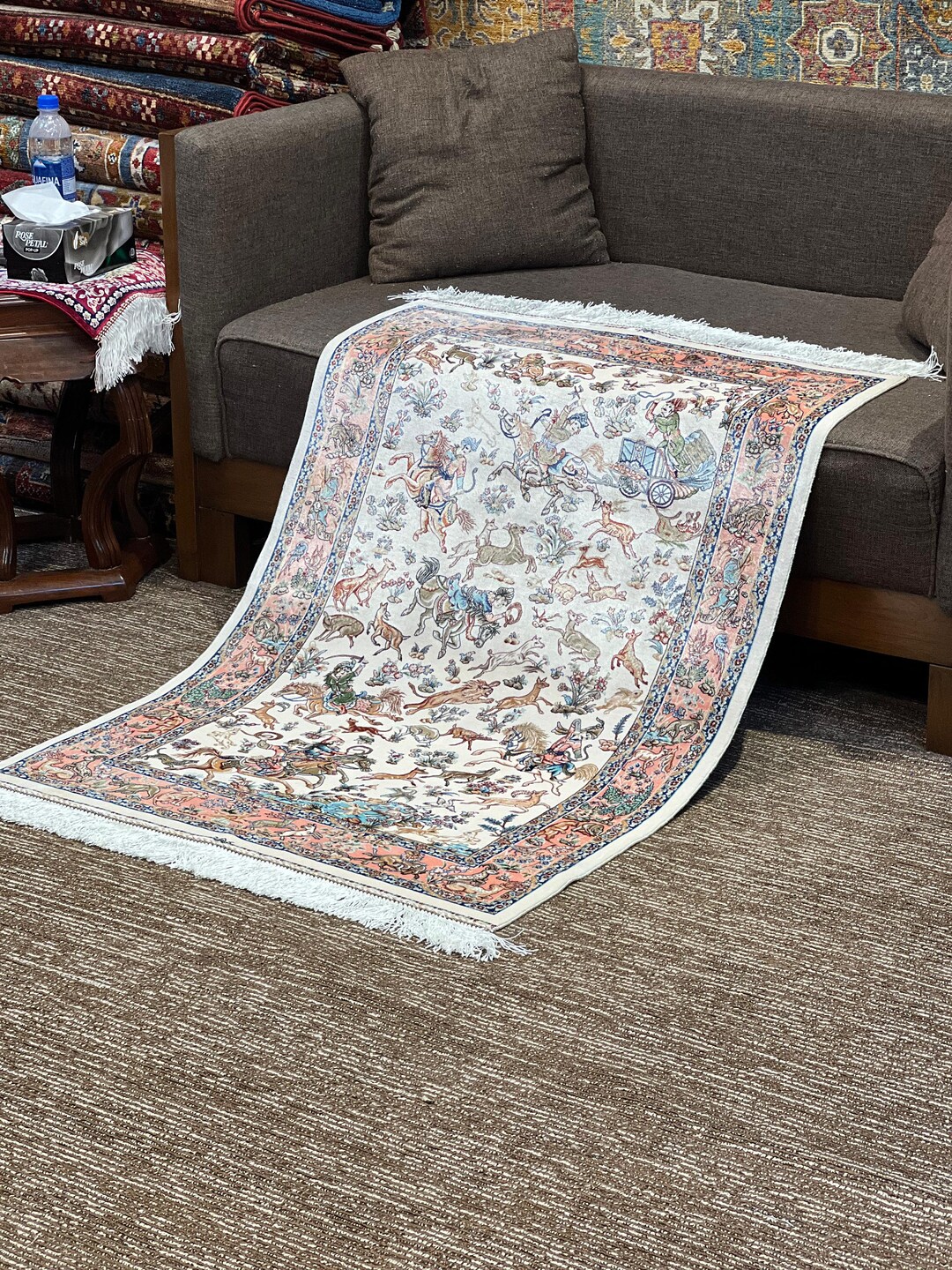 Luxurious Silk on Silk Rug Handmade & Machine Made Mix Wall Hanging ...