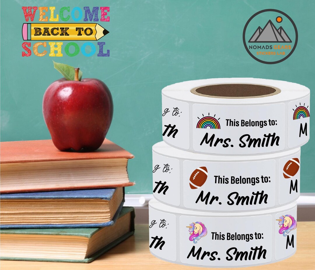 Personalized Teacher Name Labels Roll: Waterproof Book Stickers - Etsy