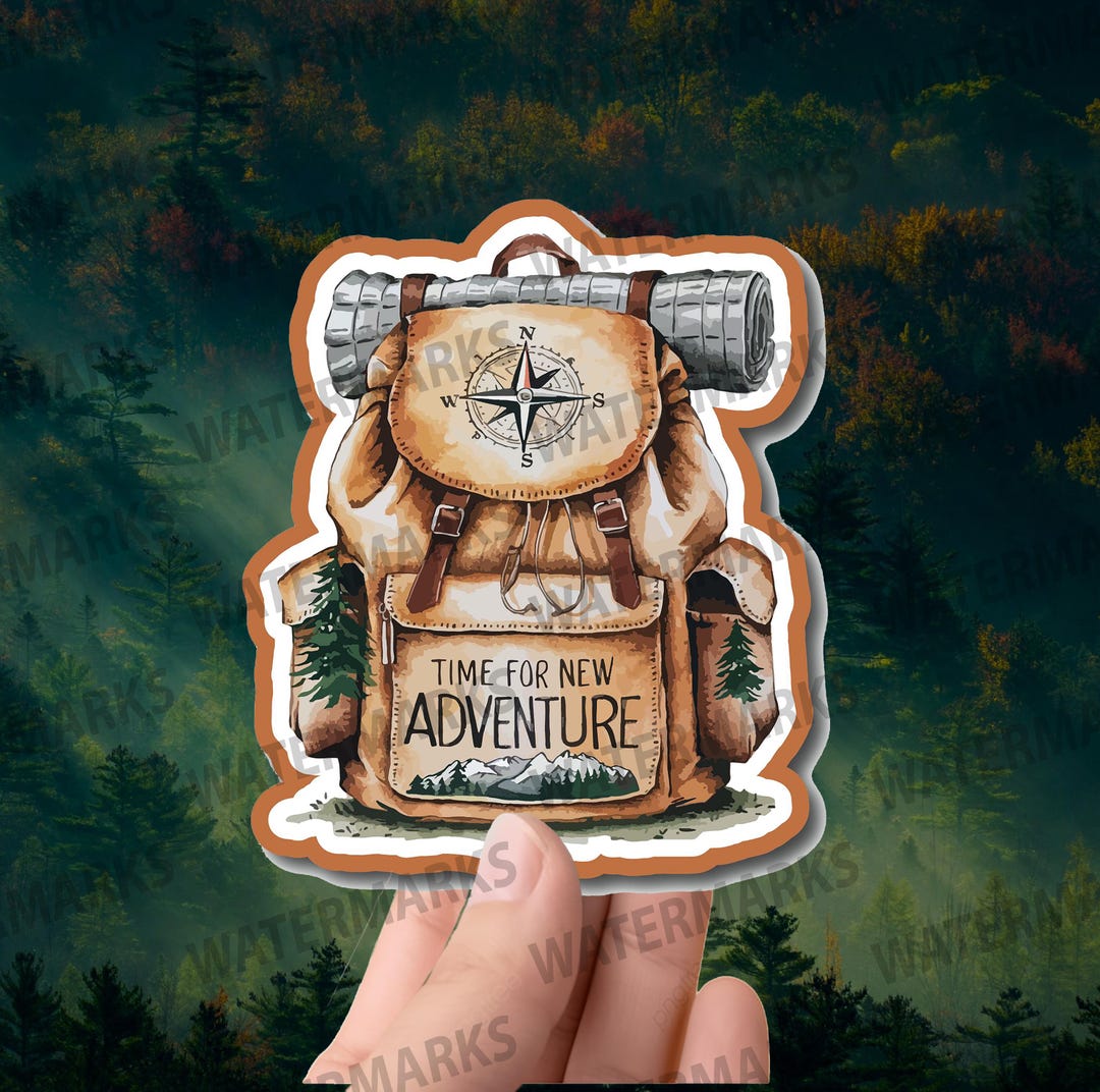 Adventure Backpack Sticker: Waterproof Vinyl Decal for Hiking, Camping ...