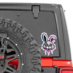 Psychedelic Graffiti Bunny Sticker: Edgy Waterproof Vinyl Decal - Etsy