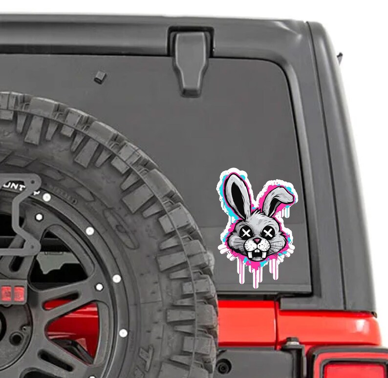 Psychedelic Graffiti Bunny Sticker Edgy Waterproof Vinyl Decal - Etsy