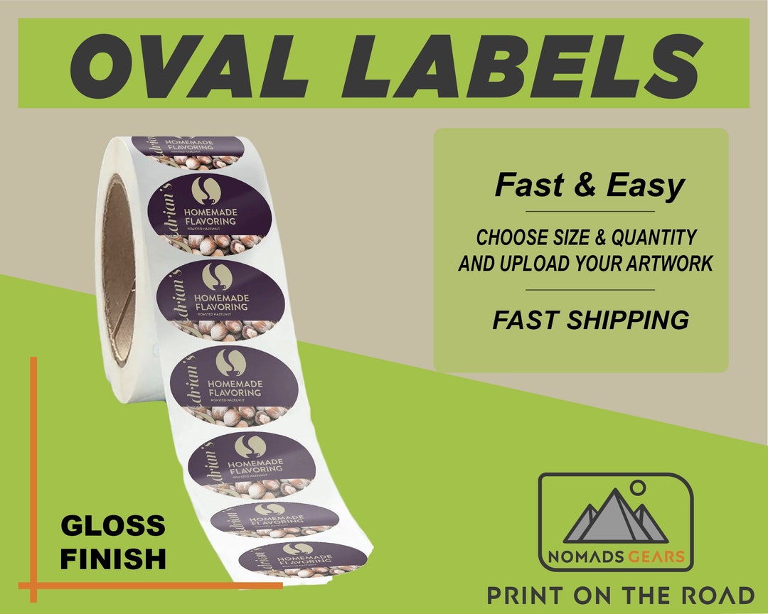 Custom Oval Labels on Roll: Water-resistant, Your Design (2" X 3") - Etsy