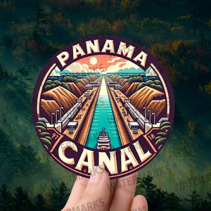 Panama Canal Sticker - Retro Travel Vinyl Decal for Laptops, Water ...