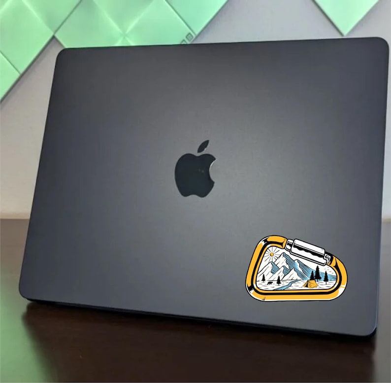 Carabiner Mountain Scene Sticker: Waterproof Vinyl Camping Decal - Etsy