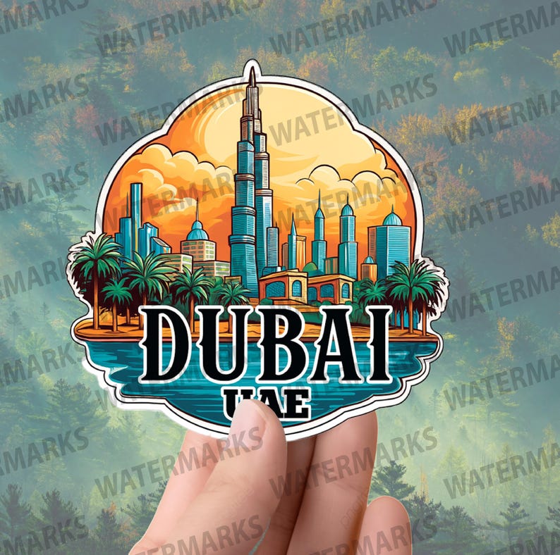 Dubai Skyline Sticker Burj Khalifa Vinyl Decal - Waterproof Travel ...