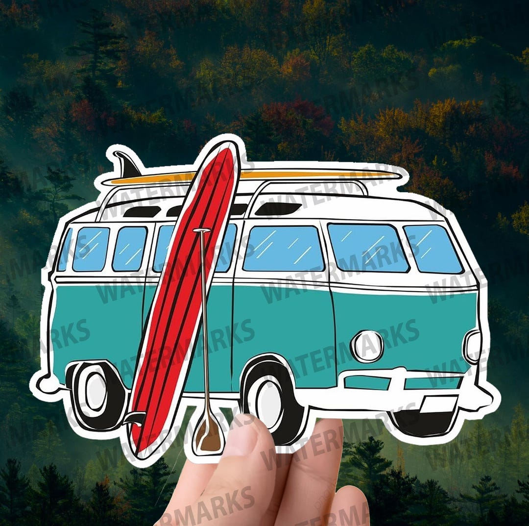 Retro Surfboard Van Sticker Waterproof 70s Design - Etsy