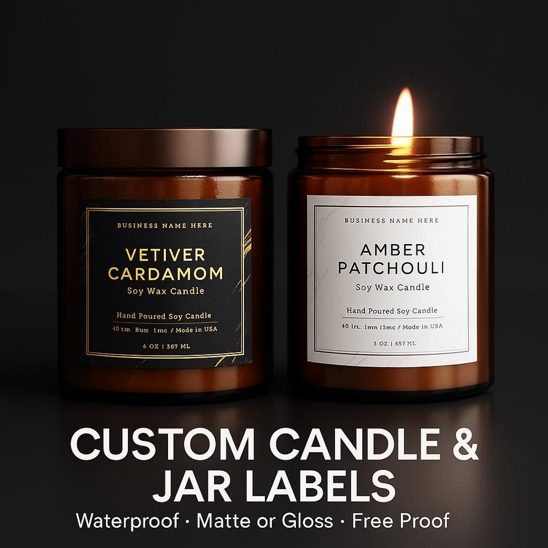 Custom Candle & Jar Labels Roll – Waterproof Matte or Gloss ...