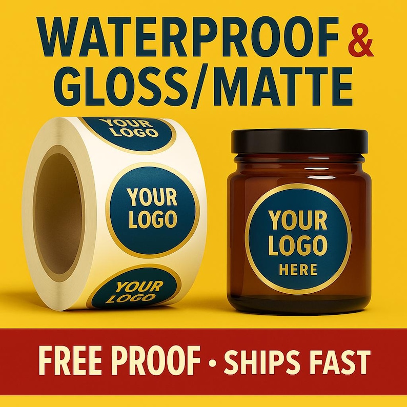 Custom Round Logo Stickers: Waterproof Labels for Product Packaging - Etsy