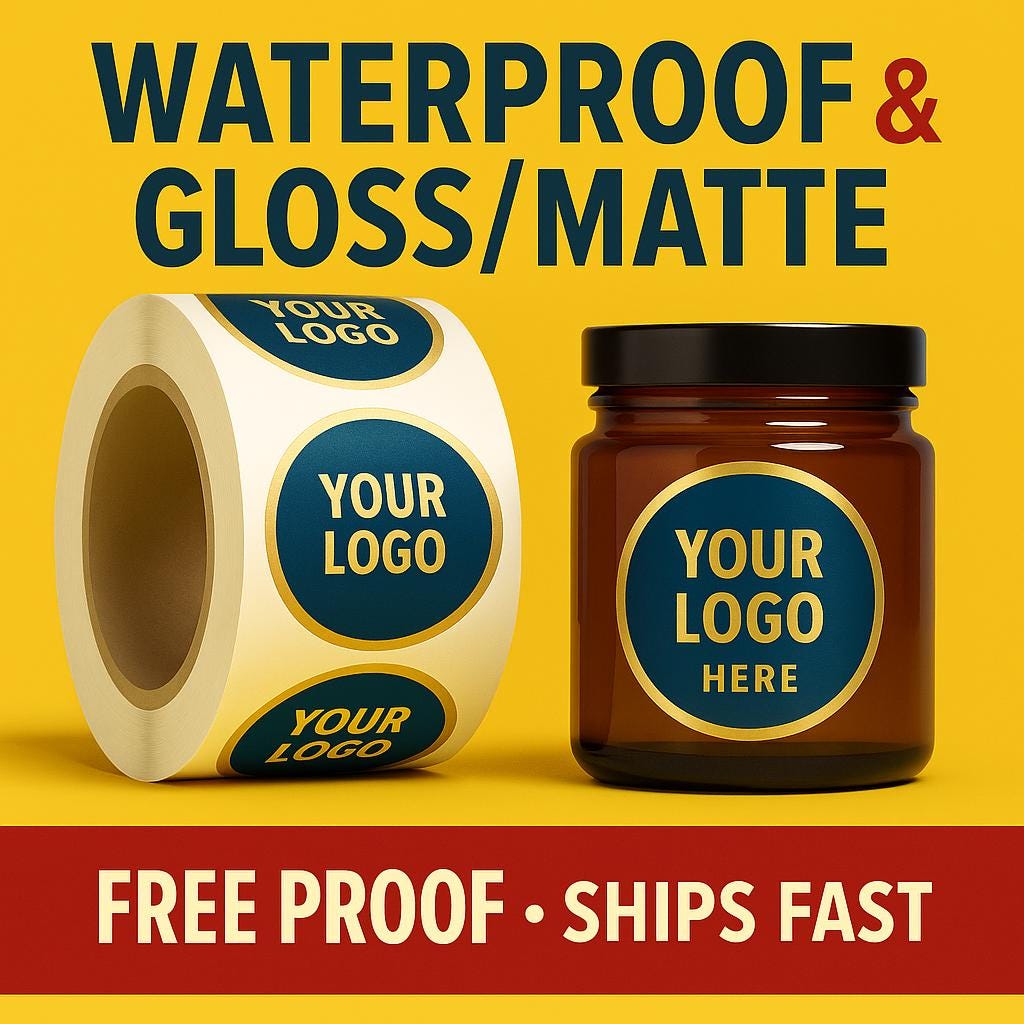 Custom Round Logo Stickers: Waterproof Labels for Product Packaging - Etsy