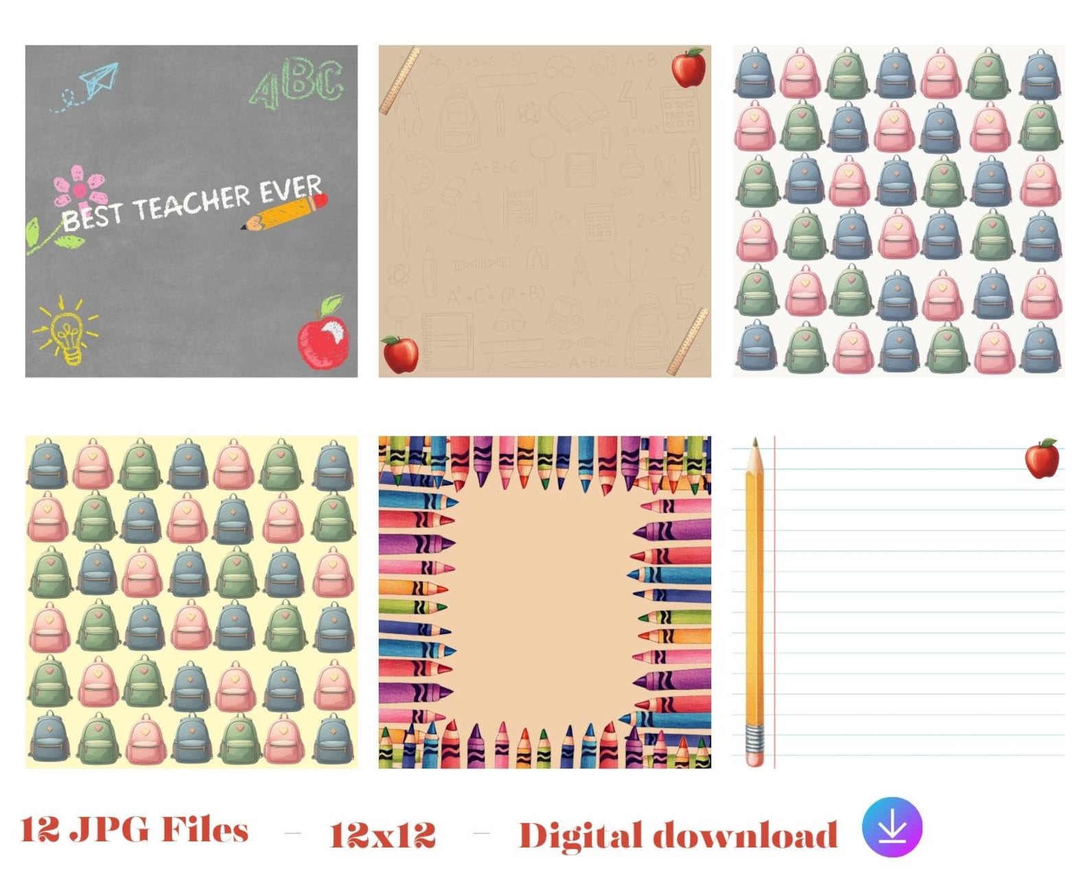 Teacher Scrapbook Digital Paper, Crafting, Journal,school Life, Back to ...