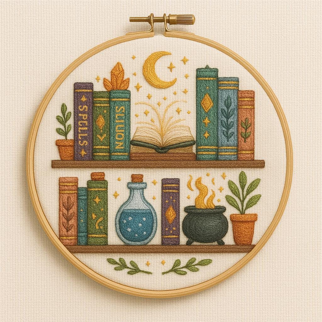 Spell Book Embroidery Pattern: Witchy Potions, Flowers (digital ...